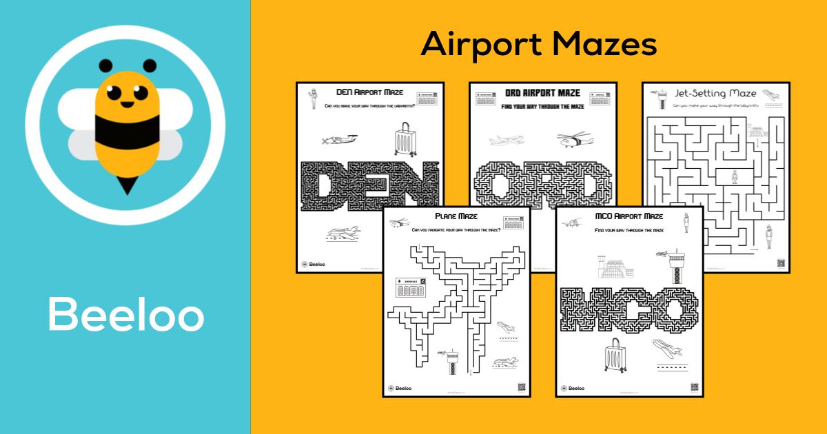 Airport-themed Mazes • Beeloo Printable Crafts and Activities for Kids