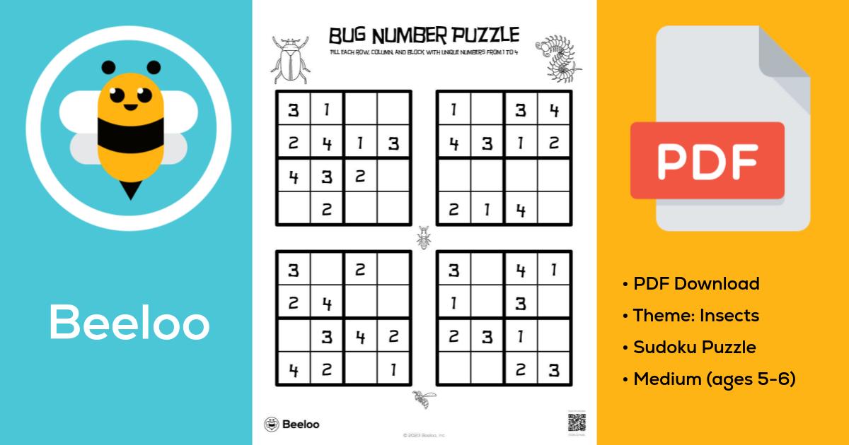 Bug Number Puzzle • Beeloo Printable Crafts and Activities for Kids
